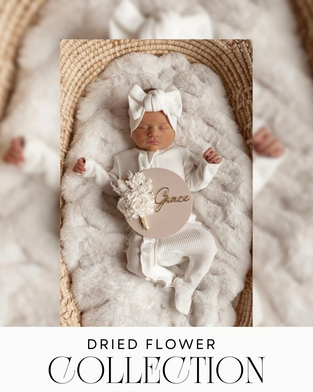 Dried flower birth announcement signs – Penny and Co Collections
